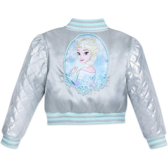 Disney | Jackets & Coats | Disney Frozen Elsa Satin Varsity Jacket Size ...